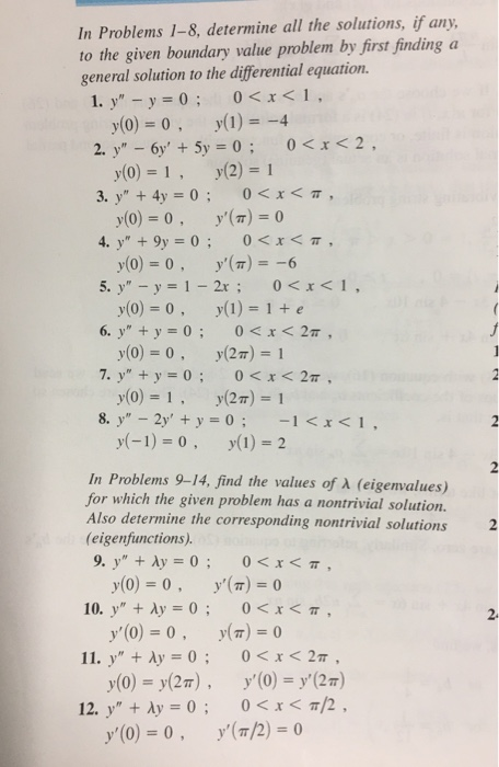 Solved In Problems 1 8 Determine All The Solutions If Any 9754