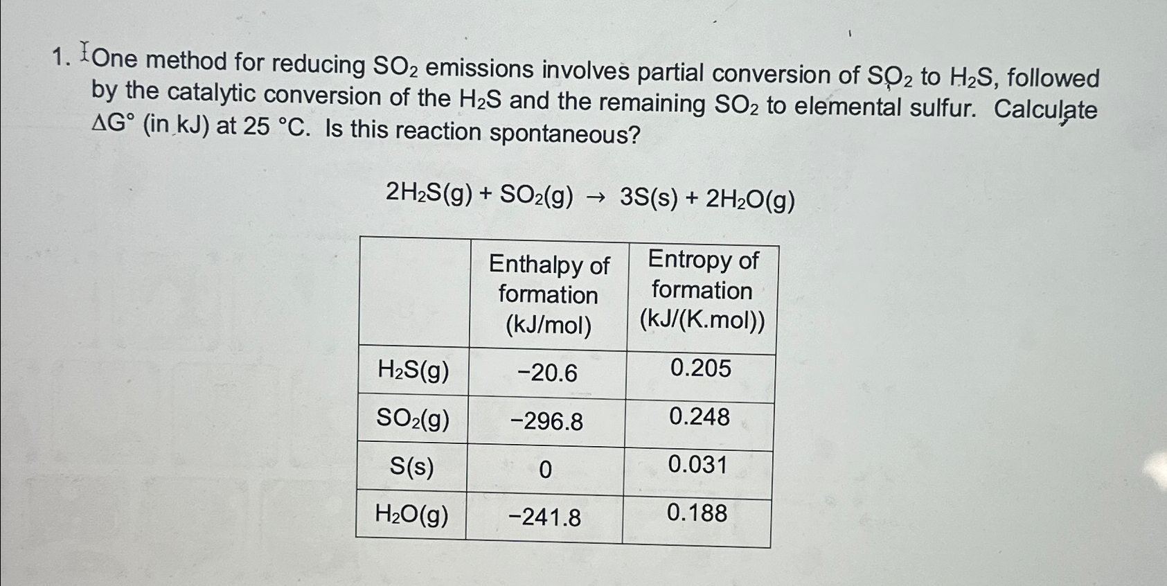 Solved One method for reducing SO2 ﻿emissions involves | Chegg.com