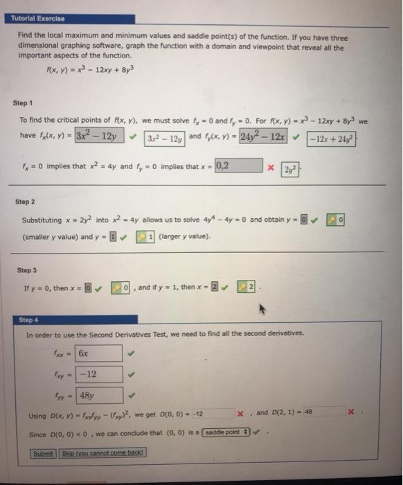 Solved Tutorial Exercise Find the local maximum and minimum | Chegg.com