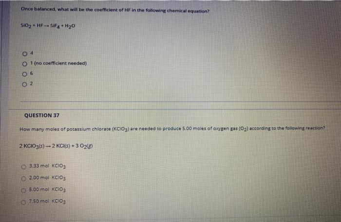 Solved Once balanced, what will be the coefficient of HF in | Chegg.com