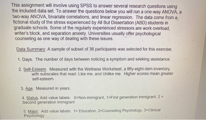 Solved This assignment will involve using SPSS to answer | Chegg.com