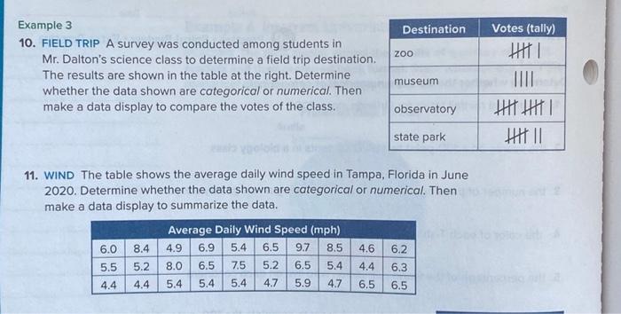 Solved Example 3 10. FIELD TRIP A survey was conducted among | Chegg.com