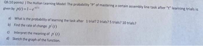 Solved 28.(10 points) ) The Hullian Learning Model: The | Chegg.com