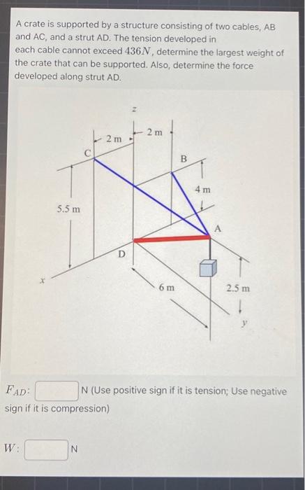 Solved A crate is supported by a structure consisting of two | Chegg.com