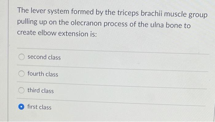 Solved The lever system formed by the triceps brachii muscle | Chegg.com