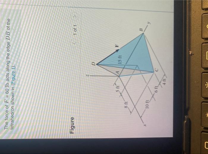 Solved The force of F = 60 lb acts along the edge DB of the | Chegg.com