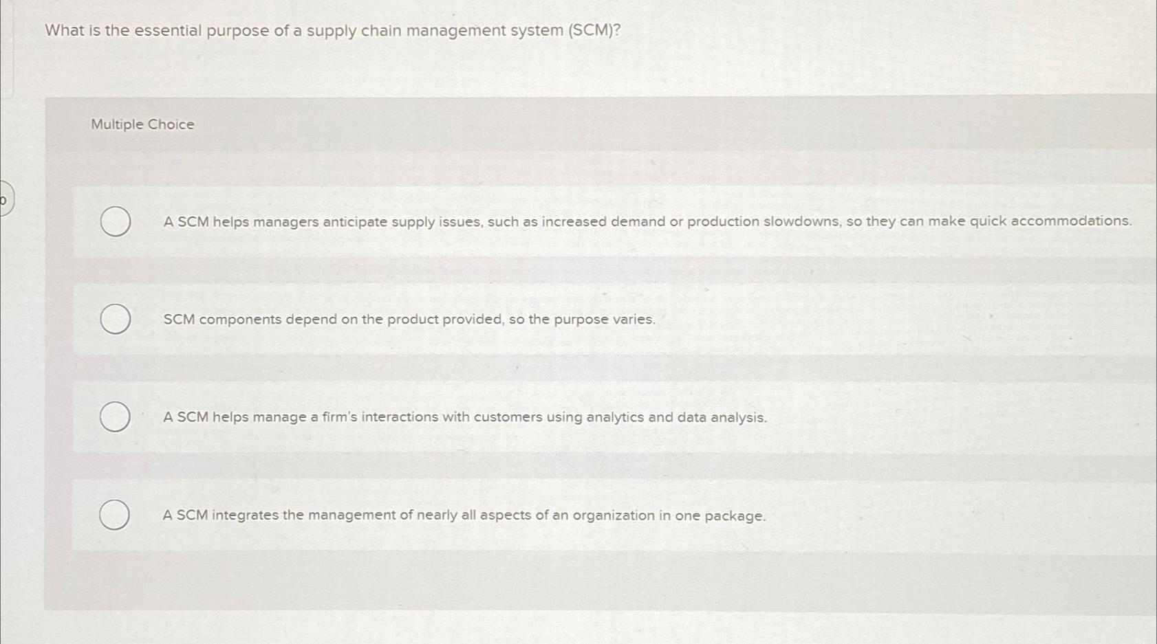 Solved What is the essential purpose of a supply chain | Chegg.com