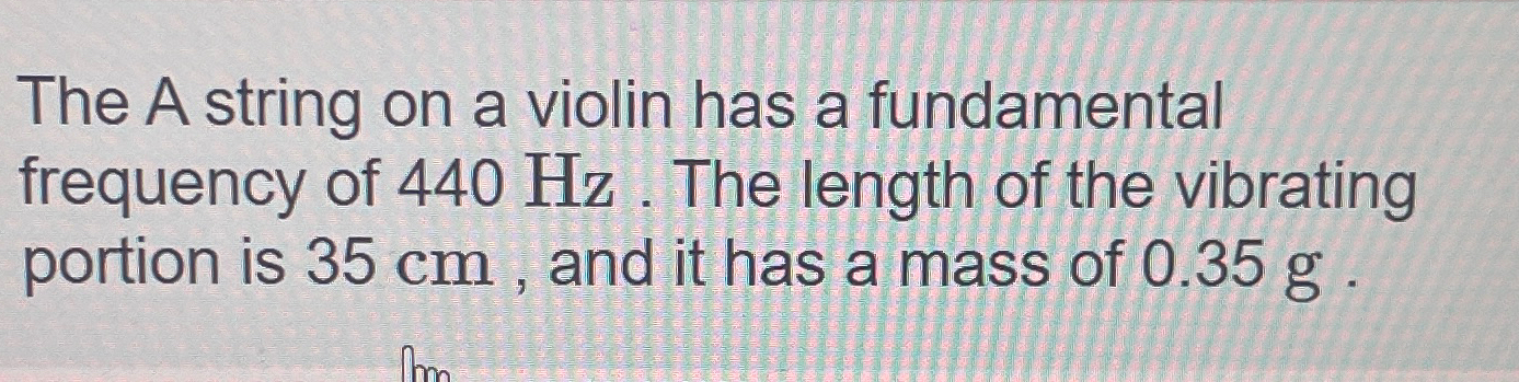 Solved The A string on a violin has a fundamental frequency | Chegg.com