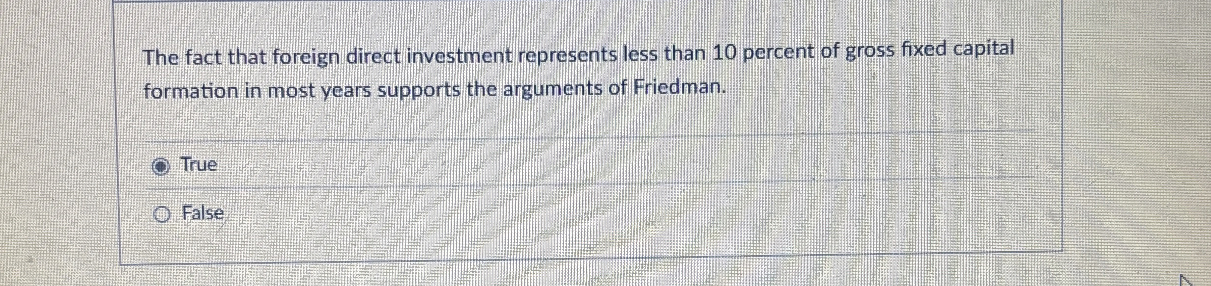 Solved The fact that foreign direct investment represents | Chegg.com