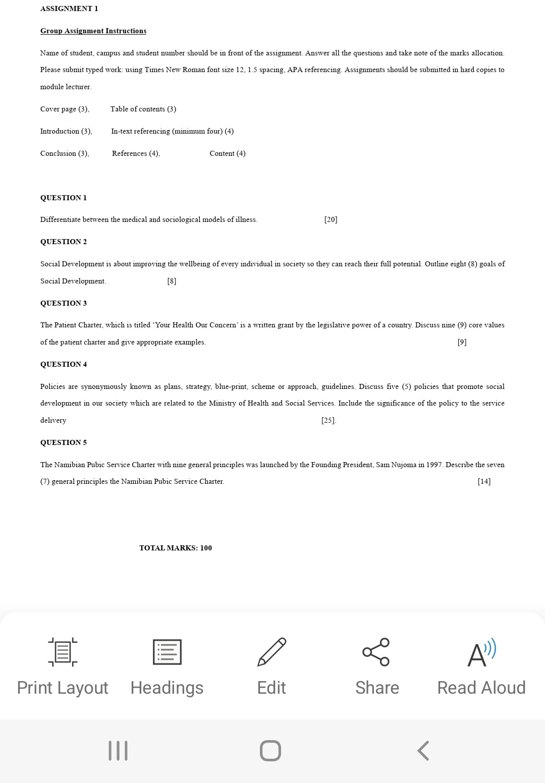 Solved ASSIGNMENT 1Group Assignment InstructionsName of | Chegg.com