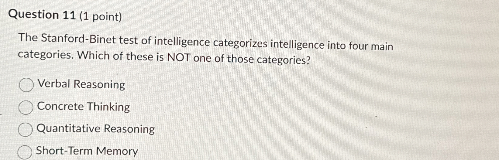 Solved Question 11 (1 ﻿point)The Stanford-Binet test of | Chegg.com