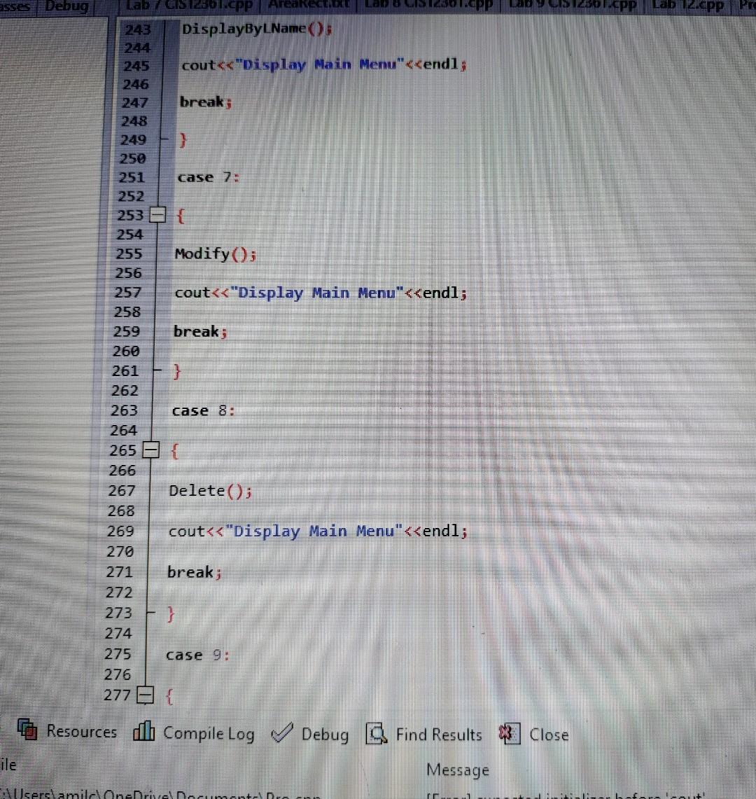 Project Classes Debug Laby CIST2361.cpp AreaRect.txt | Chegg.com