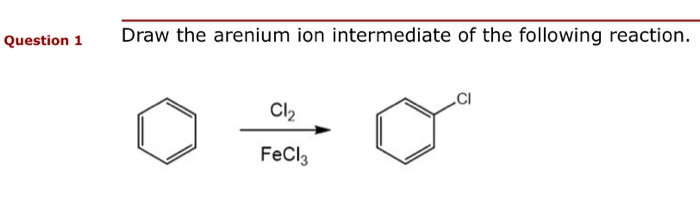 Solved Question 1 Draw the arenium ion intermediate of the | Chegg.com