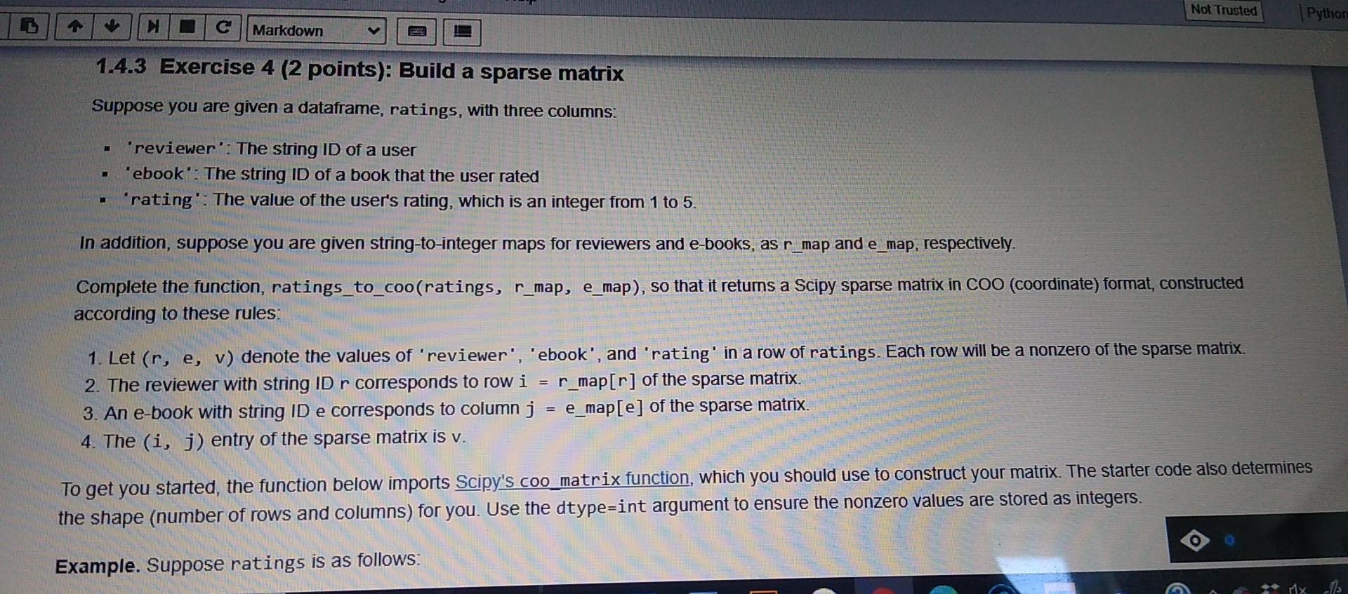 Solved Not Trusted Python N Markdown 143 Exercise 4 2 9904