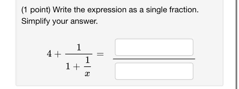 Solved (1 ﻿point) ﻿Write the expression as a single | Chegg.com