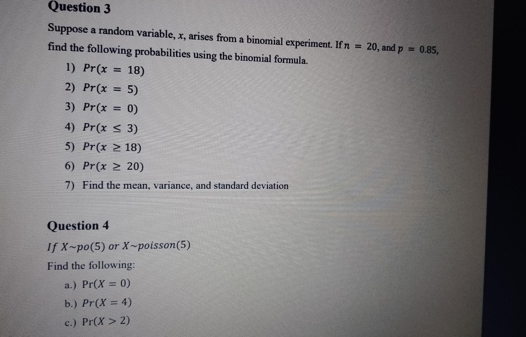 Solved Question 3 Suppose a random variable, x, arises from | Chegg.com