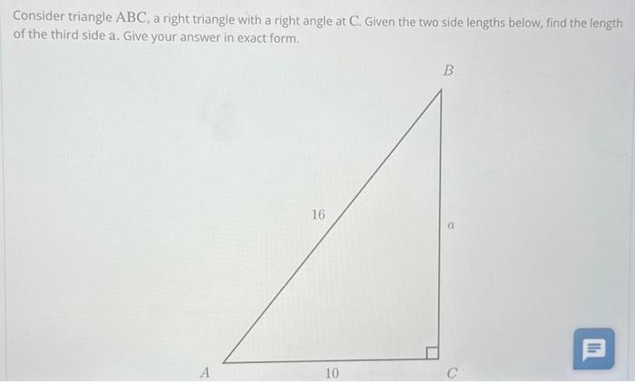 Solved Consider triangle ABC, a right triangle with a right | Chegg.com Solved Consider triangle ABC, a right triangle with a right | Chegg.com