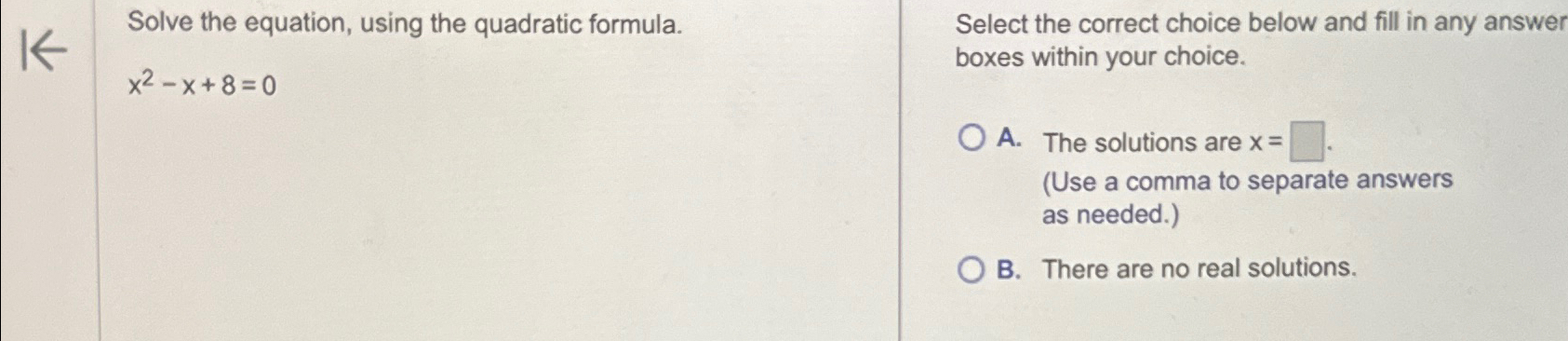 Solved Solve the equation, using the quadratic | Chegg.com