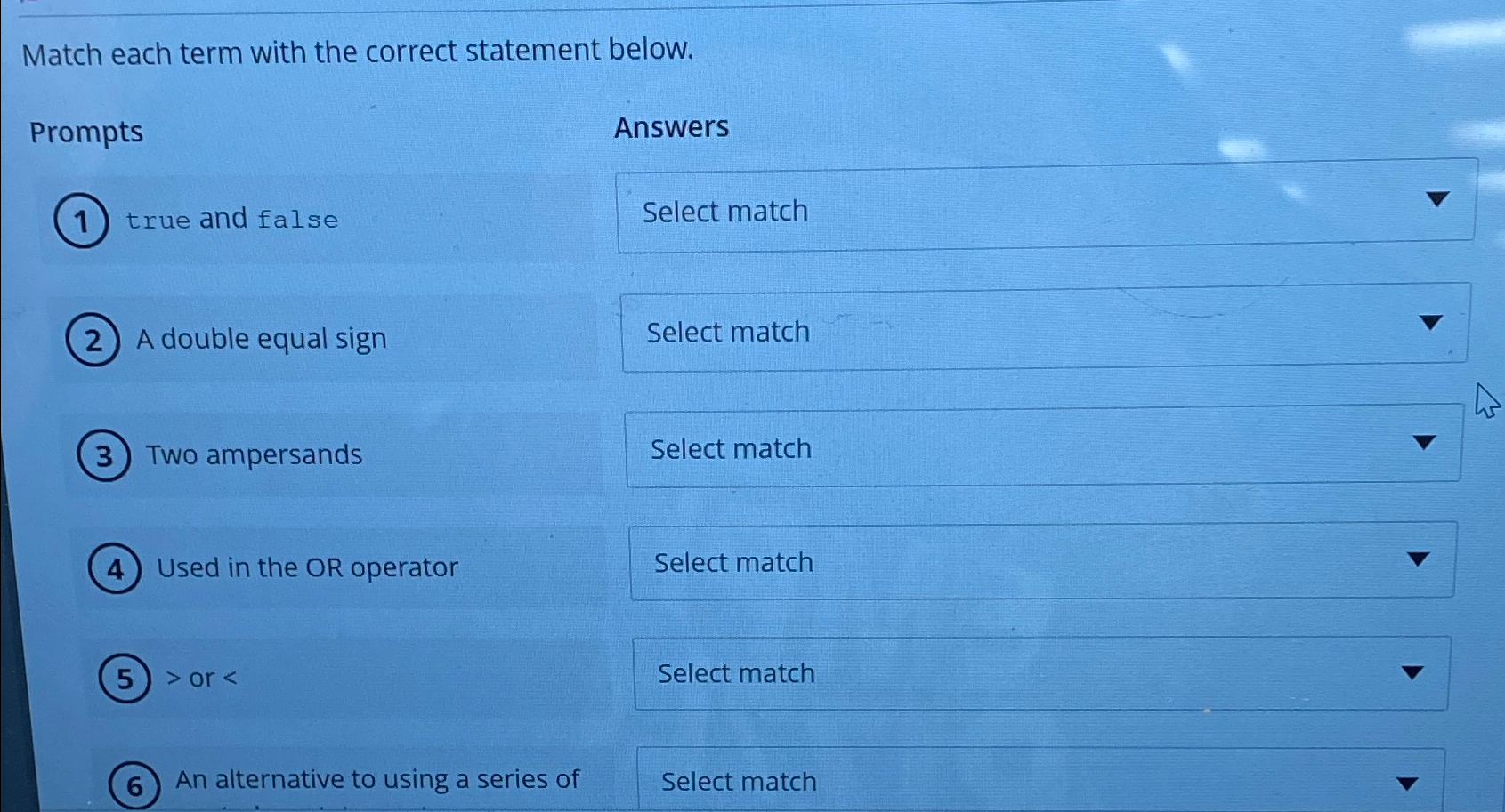 Solved Match each term with the correct statement below.true | Chegg.com