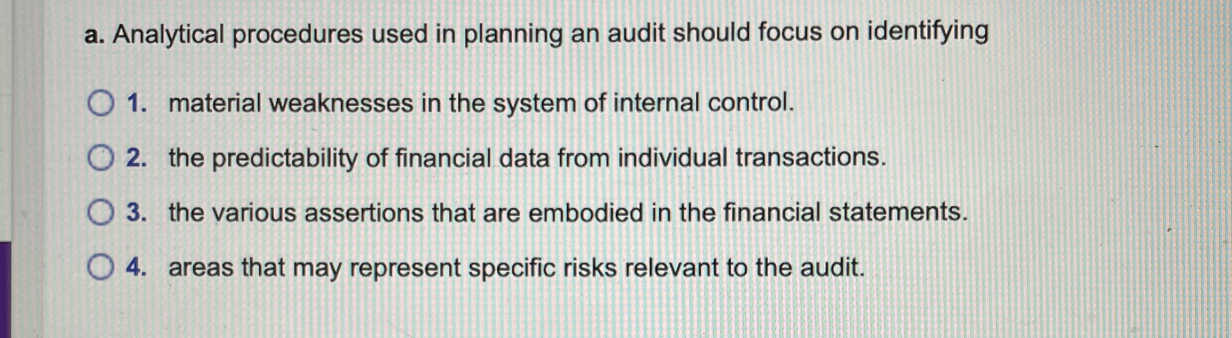 Solved a. ﻿Analytical procedures used in planning an audit | Chegg.com
