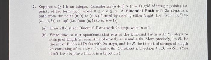 Solved 2. Suppose \\( n \\geq 1 \\) is an integer. Consider | Chegg.com