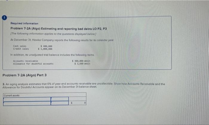 Solved Required information Problem 7-2A (Algo) Estimating | Chegg.com