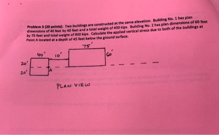 Solved Problem 3 (20 polnts: Two buildings are constructed | Chegg.com Solved Problem 3 (20 polnts: Two buildings are constructed | Chegg.com