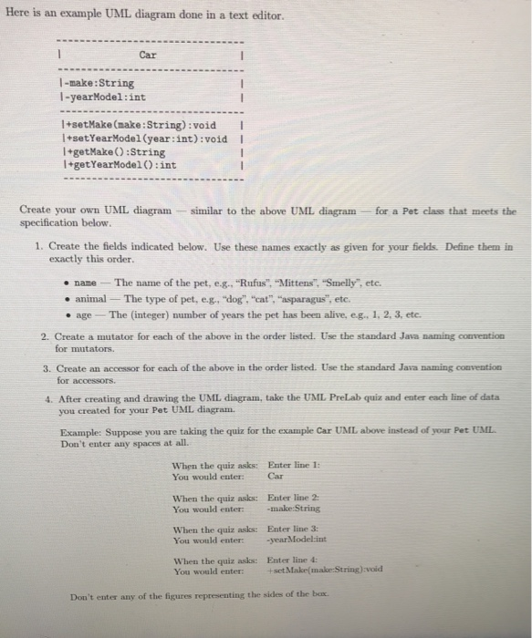 Solved Here is an example UML diagram done in a text editor | Chegg.com