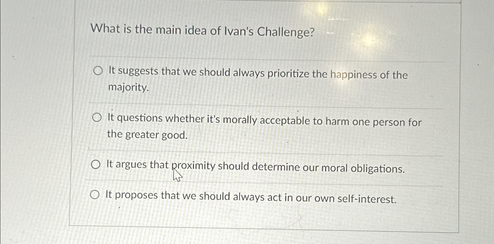 Solved What is the main idea of Ivan's Challenge?It suggests | Chegg.com