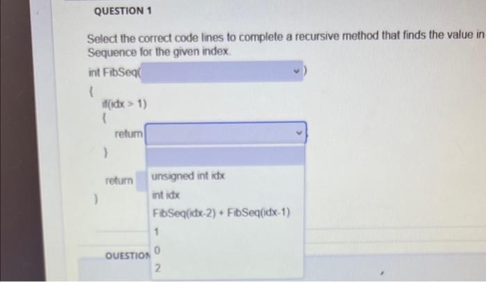 Solved Select the correct code lines to complete a recursive | Chegg.com