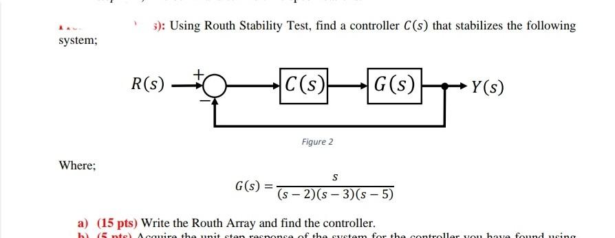 Solved system; 3): Using Routh Stability Test, find a | Chegg.com