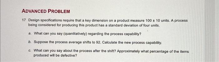 Solved ADVANCED PROBLEM 17 Design specifications require | Chegg.com