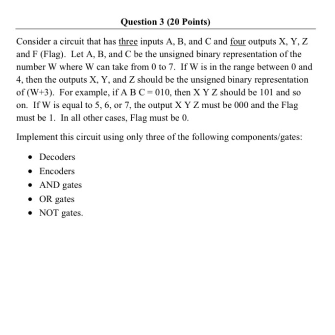 Solved Question 3 (20 Points) Consider a circuit that has | Chegg.com
