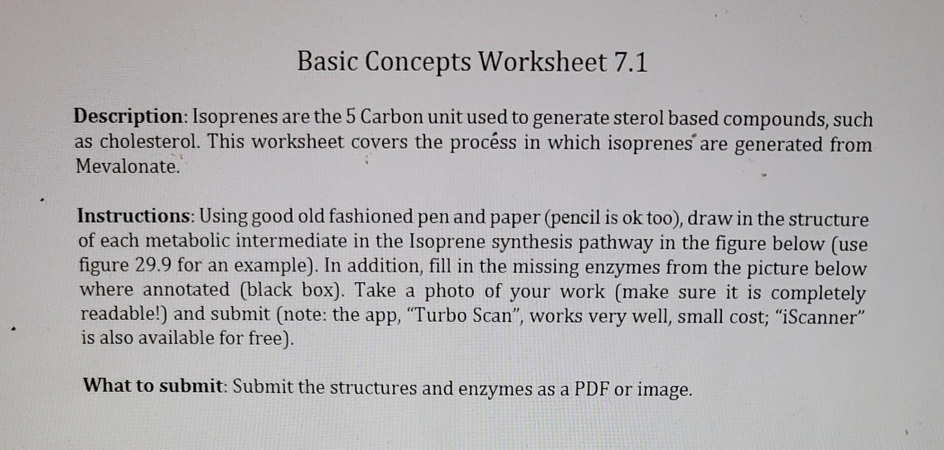 Solved Basic Concepts Worksheet 7.1 Description: Isoprenes | Chegg.com
