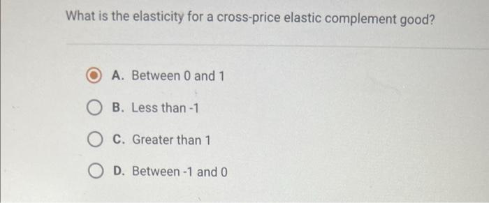Solved What is the elasticity for a cross-price elastic | Chegg.com