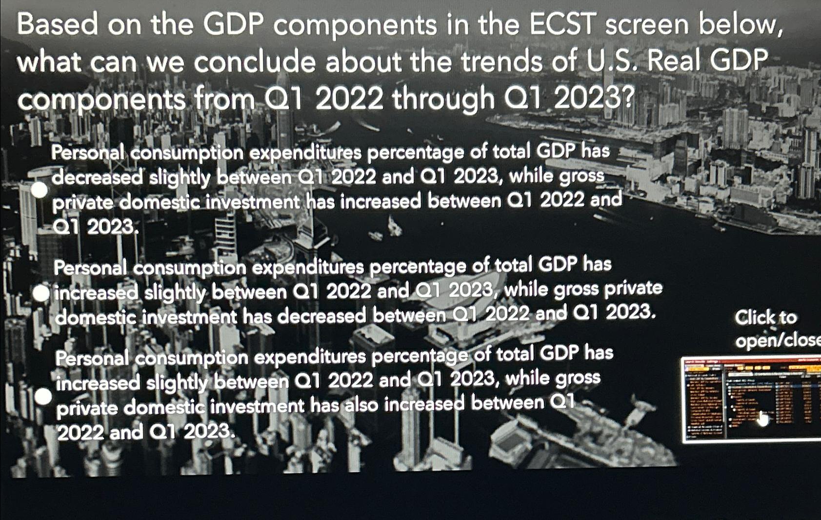 Based on the GDP components in the ECST screen below, | Chegg.com