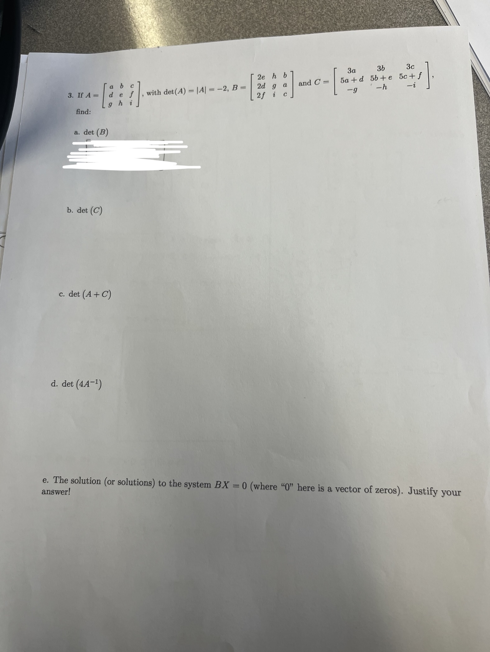 Solved If A=[abcdefghi], ﻿with | Chegg.com