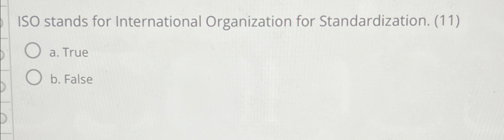 Solved ISO stands for International Organization for | Chegg.com