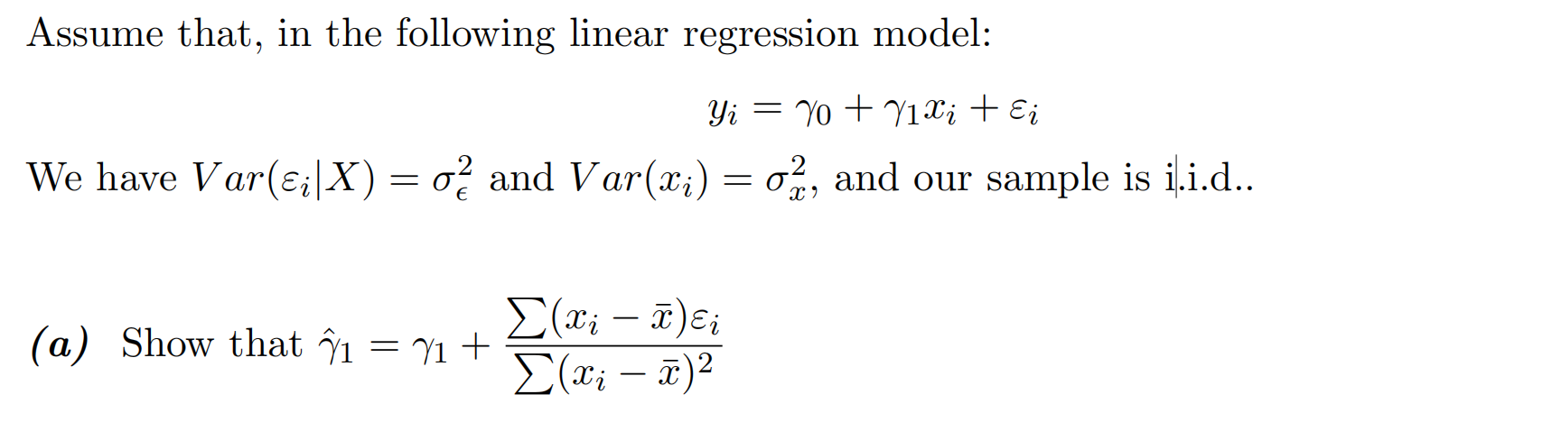 Solved Assume that, in the following linear regression | Chegg.com