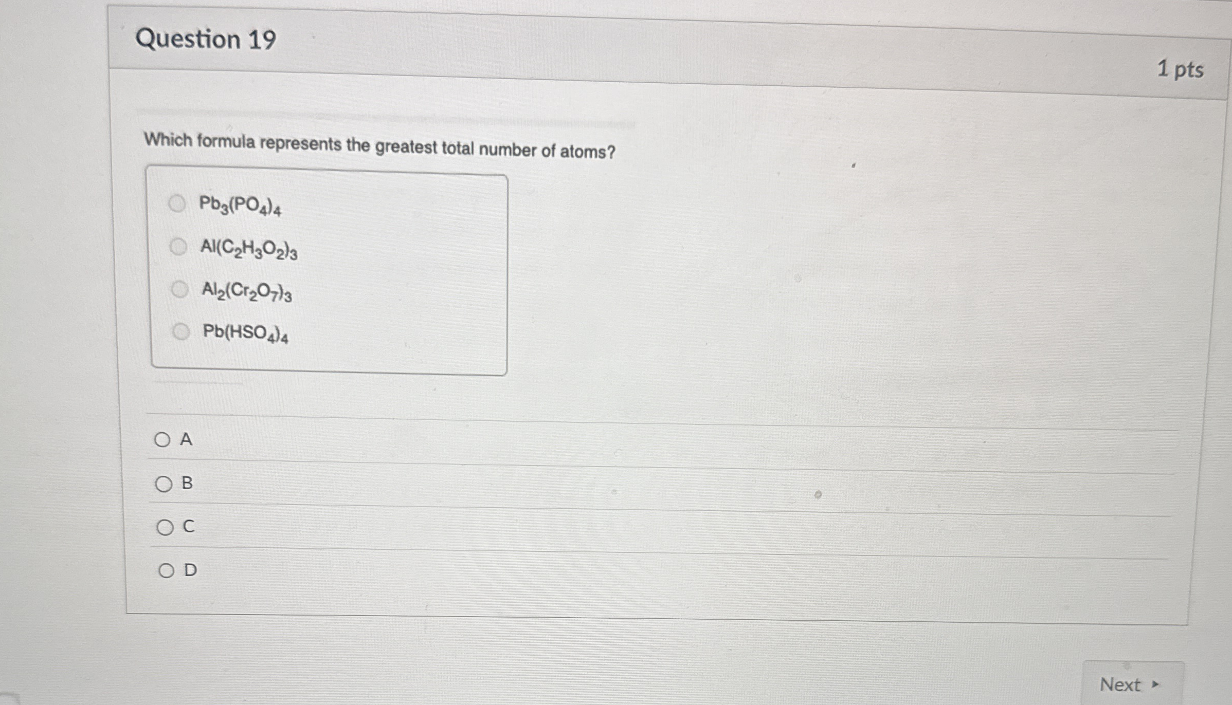 Solved Question 191 ﻿ptsWhich formula represents the | Chegg.com