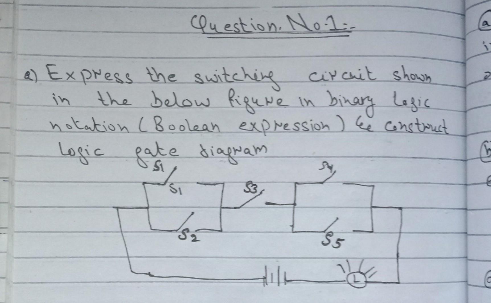 Solved Question. No-1: 2) Express the switching circuit | Chegg.com
