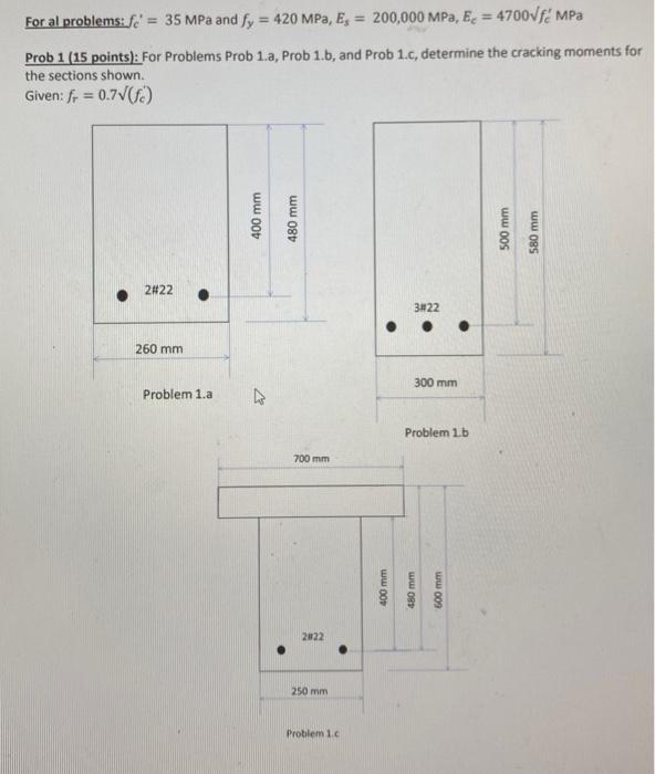 Solved For al problems: fc′=35MPa and | Chegg.com