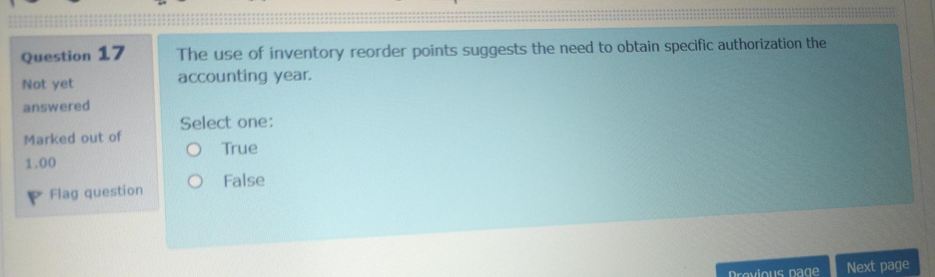 Solved Question 17 The use of inventory reorder points | Chegg.com