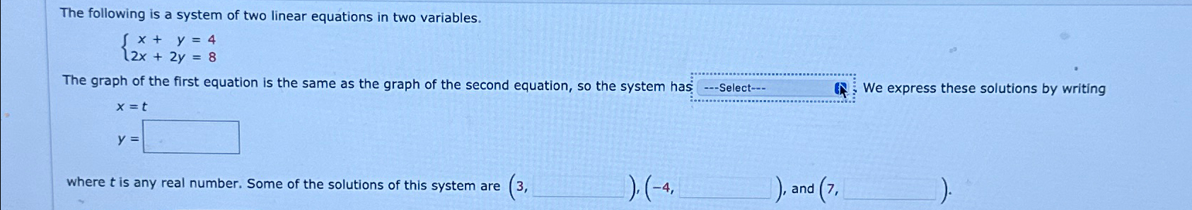 Solved The Following Is A System Of Two Linear Equations In