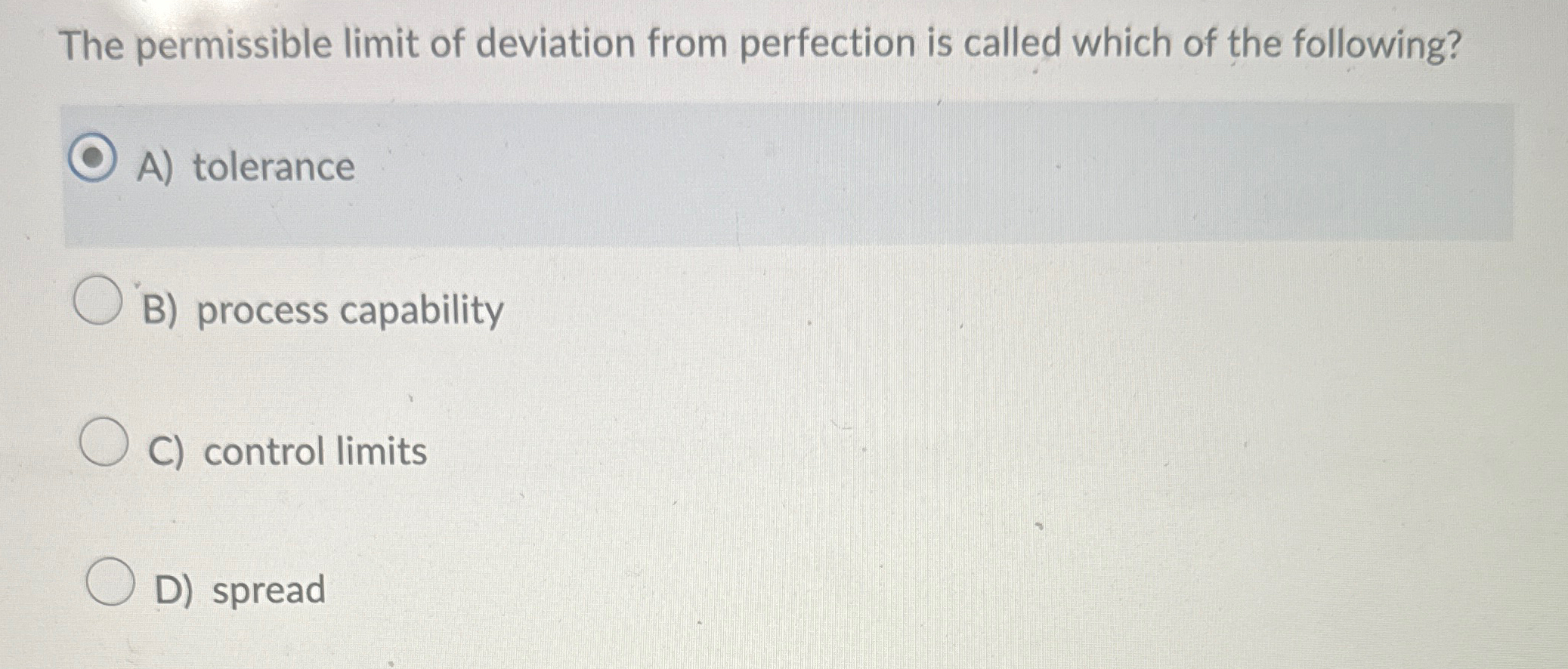 Solved The permissible limit of deviation from perfection is | Chegg.com