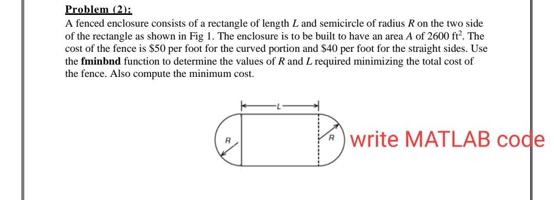 Solved Problem (2): A fenced enclosure consists of a | Chegg.com