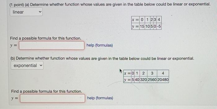 Solved (1 point) (a) Determine whether function whose values | Chegg.com