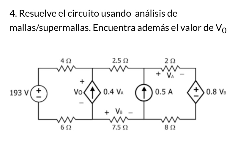Solved Resuelve el circuito usando análisis de | Chegg.com
