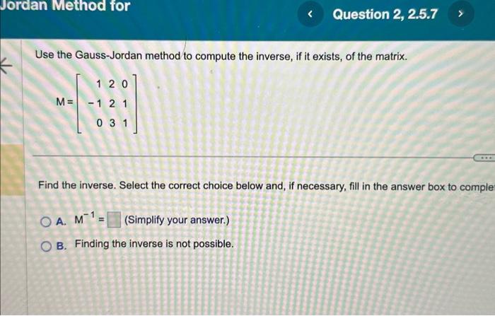 Solved Use the Gauss-Jordan method to compute the inverse, | Chegg.com