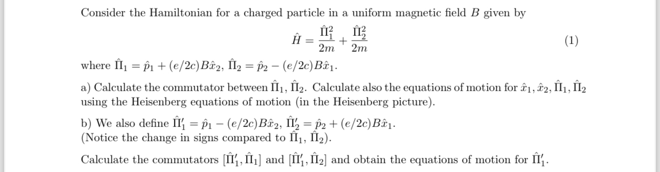 Solved Consider the Hamiltonian for a charged particle in a | Chegg.com